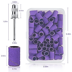 krofaue Sanding Bands Nail Drill Bits Professional Drill Bits Set for Nails 100pcs Sanding Bands Extreme Fine #180 Grits for Acrylic Nails Gel Manicures and Pedicure with 3/32" Mandrel Bit