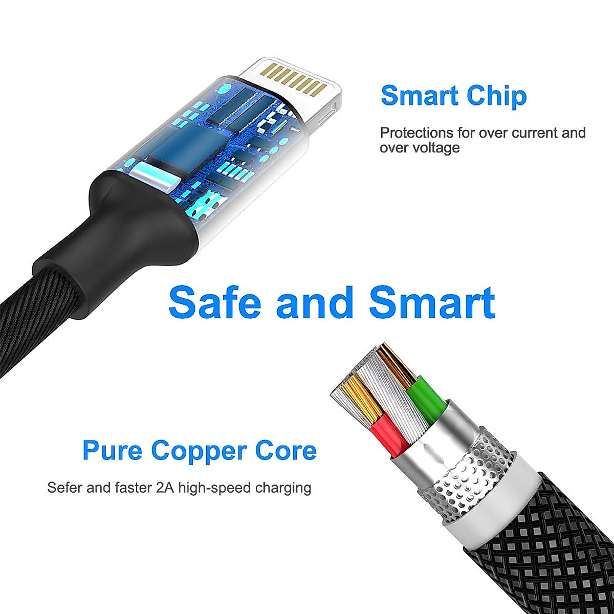 Multi 3 in 1 USB Long iPhone Charging Cable, 3M/10Ft Nylon Braided Universal Phone Charger Cord USB C/Micro USB/Lightning Connector Adapter for Android/Apple/Samsung/LG/Pixel/Huawei/XiaoMi(Black)