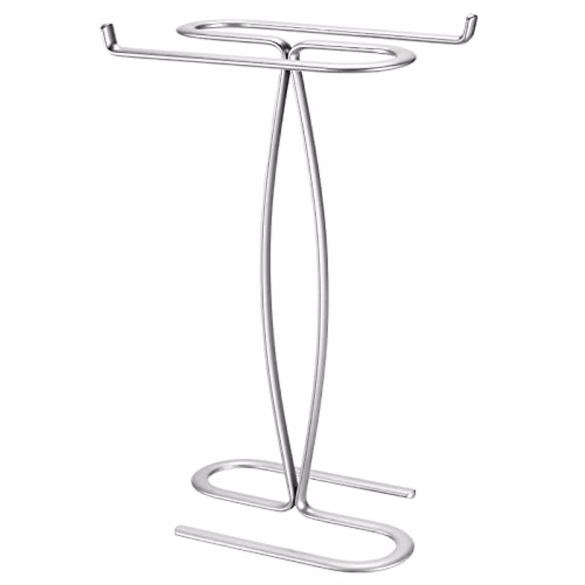 mDesign Decorative Modern Metal Fingertip, Hand Towel Holder Stand - for Bathroom Vanity Countertops to Display and Store Small Guest Towels - 2-Sided, 14" High, 2 Pack - Chrome