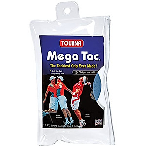 Tourna Mega Tac Extra Tacky Overgrip, Blue, 10 Pack