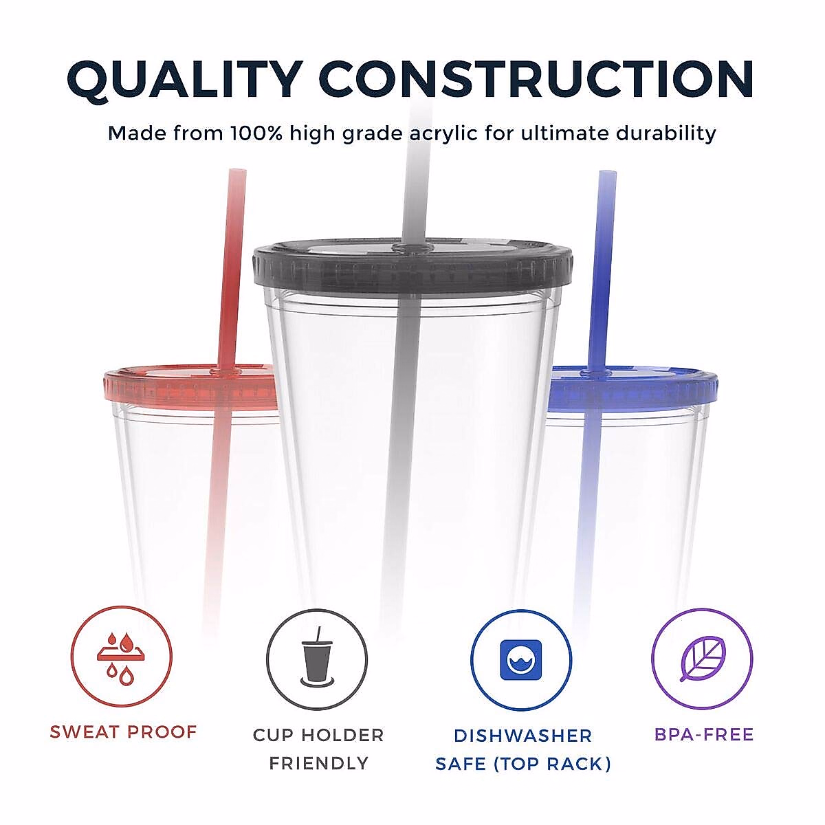 Maars Classic Insulated Tumblers 16 oz. | Double Wall Acrylic | 12 pack