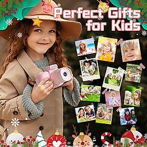 Temodu Kids Camera, Best Birthday Festival Toys Gifts for Girls Boys Age 3 4 5 6 7 8 9 10 11 12 Year Old, Digital Camera for Kids with Video, Toy Camera Toddler Camera for Girls with 32GB Card - Pink