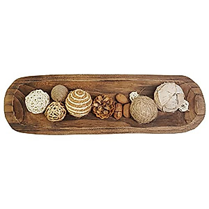 S-SNAIL-OO Wooden Dough Long Bowls Decor, Baguette Bowl Wooden Large Dough Bowl Centerpieces for Home, Rustic Wooden Decorative Bread Fruit Tray (20×6×2'')