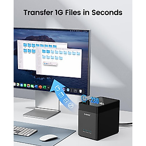 ORICO 5 Bay 3.5inch Hard Drive Enclosure USB 3.0 to SATA Magnetic Tool-Free External HDD Docking Station Case with 12V/6.5A Power Adapter for Family Storage Expansion Up to 90TB (5x18) - DS500U3