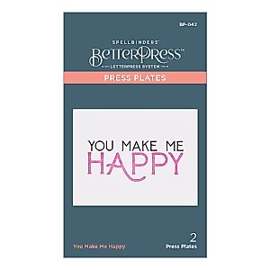 Spellbinders You Make Me Happy BetterPress Letterpress Press Plates, Metal