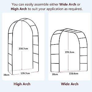 Garden Arch, Outdoor Flower Garden Arch Trellis, Sturdy Steel Arbor for Climbing Plants, Wedding Decoration, 7'8" H x 4'5" W, Dark Green