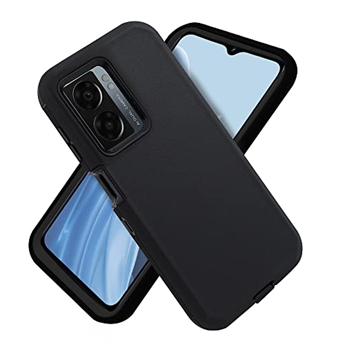 Customerfirst Compatible for OnePlus Nord N300 5G with Built in Screen Protector Kickstand Rugged Shockproof Dust/Drop Proof Holster Phone Case Cover (Black)