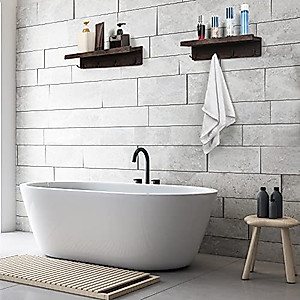 BTY Coat Rack Wall Mount with Shelf, Wall Mounted Coat Rack for Towel Key Hat, Rustic Wood Wall Hooks with Shelf for Kitchen, Bathroom, Entryway, 2 Pack Entryway Shelf with Hooks