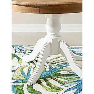 Riverbay Furniture Wood Pedestal Dining Table in Natural Brown and White