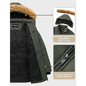 Soularge Women's Plus Size Winter Hooded Coat with Detachable (Army green, 3X)