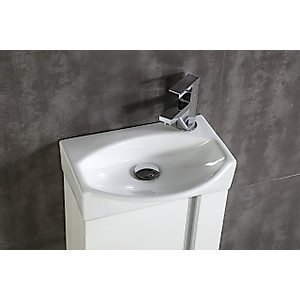 Fine Fixtures Compacto Small Bathroom Vanity Set with Sink -Wall-Mounted Cabinet- Sink top, and Mirror Included (White)
