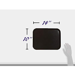 (3 Pack) Fast Food Tray 10 x 14, Black Rectangular Polypropylene Serving Trays for Cafeteria, Diner, Restaurant, Food Courts