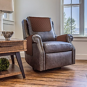 Tradder 3 Pcs Recliner Slipcovers Recliner Headrest Protector Arm Chair Arm Covers with Pockets Headrest Cover for Recliner 22.8 x 14.6 Inch Recliner Chair Covers for Couch Sofa Furniture (Brown)