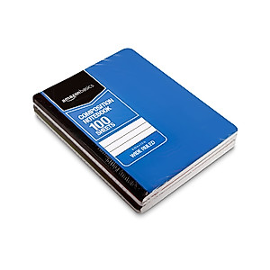 Amazon Basics Wide Ruled Composition Notebook, 100 Sheet, Assorted Marble Colors, 4-Pack