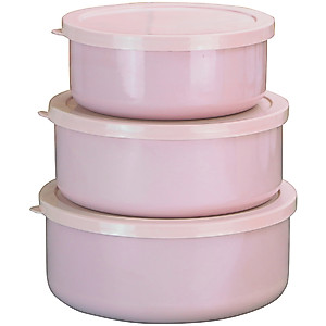 Reston Lloyd Calypso Basics Storage 6 Piece Enamel on Steel Bowl Set, Small, Pink
