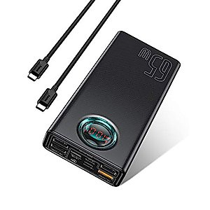 Baseus Portable Laptop Charger, 30000mAh Power Bank 65W Fast Charging USB C Battery Pack, PD 3.0 7-Port Battery Bank for MacBook, IPad, Dell, HP, Notebook, Samsung, iPhone, Switch and More
