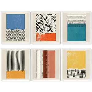 AnyDesign Abstract Swedish Dishcloths Multicolor Kitchen Dish Towel Reusable Minimalist Line Cotton Kitchen Towel for Home Party Housewarming Cleaning Counter Wipes, 7 x 8 Inch, 6Pcs