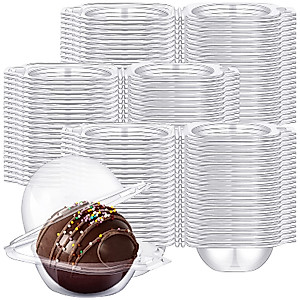 100 Pcs Hot Cocoa Bomb Packaging Box and Sticker Set 50 Individual Chocolate Bomb Box Plastic Disposable Cupcake Boxes Clear Cupcake Containers 50 Cocoa Bomb Stickers for Wedding Baby Shower Christmas