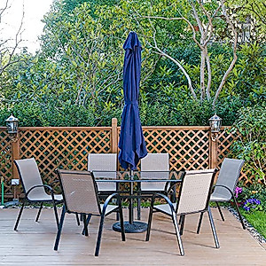 Aok Garden 6.5×10Ft Rectangular patio umbrella Outdoor table umbrella tilt with Push Button and Crank for Deck Pool Market, Navy Blue