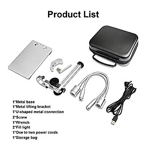 Aluminum Alloy Stand for USB/WiFi/LCD Digital Microscope Camera, Cainda Universal Metal Stand Holder (with Fill Light)