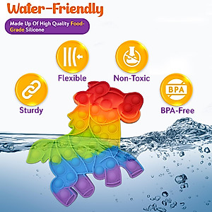 Animals Pop Fidget Toys Set, Silicone Rainbow Dinosaur Popper Fidget Set for Children, Sensory Squeeze Toys Stress Reliever Tool for Kids Adult ADHD Lion, Tiger, Horse and Duck 4 Pack