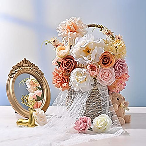 Birbirth Fall Artificial Flower White Big Peony Dahlia Rose Combo,Realistic Fake Flowers for Wedding Bridal Shower Decoration,Bride and Bridesmaid Bouquet,Elegant Luxurious Flower Set