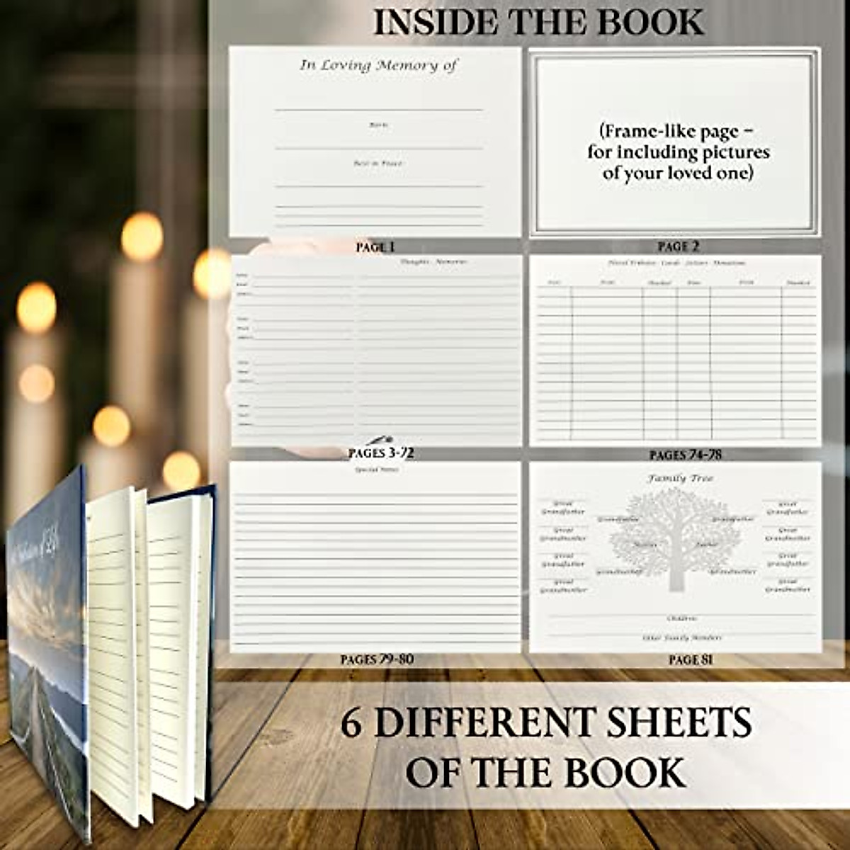 Funeral Guest Book | Memorial Guest Book | Guest Book for Funeral Hardcover | Guestbook for Sign in, Celebration of Life Memorial Service | Funeral Guest Sign Book with Memory Table Card Sign Included (Mountain Top)