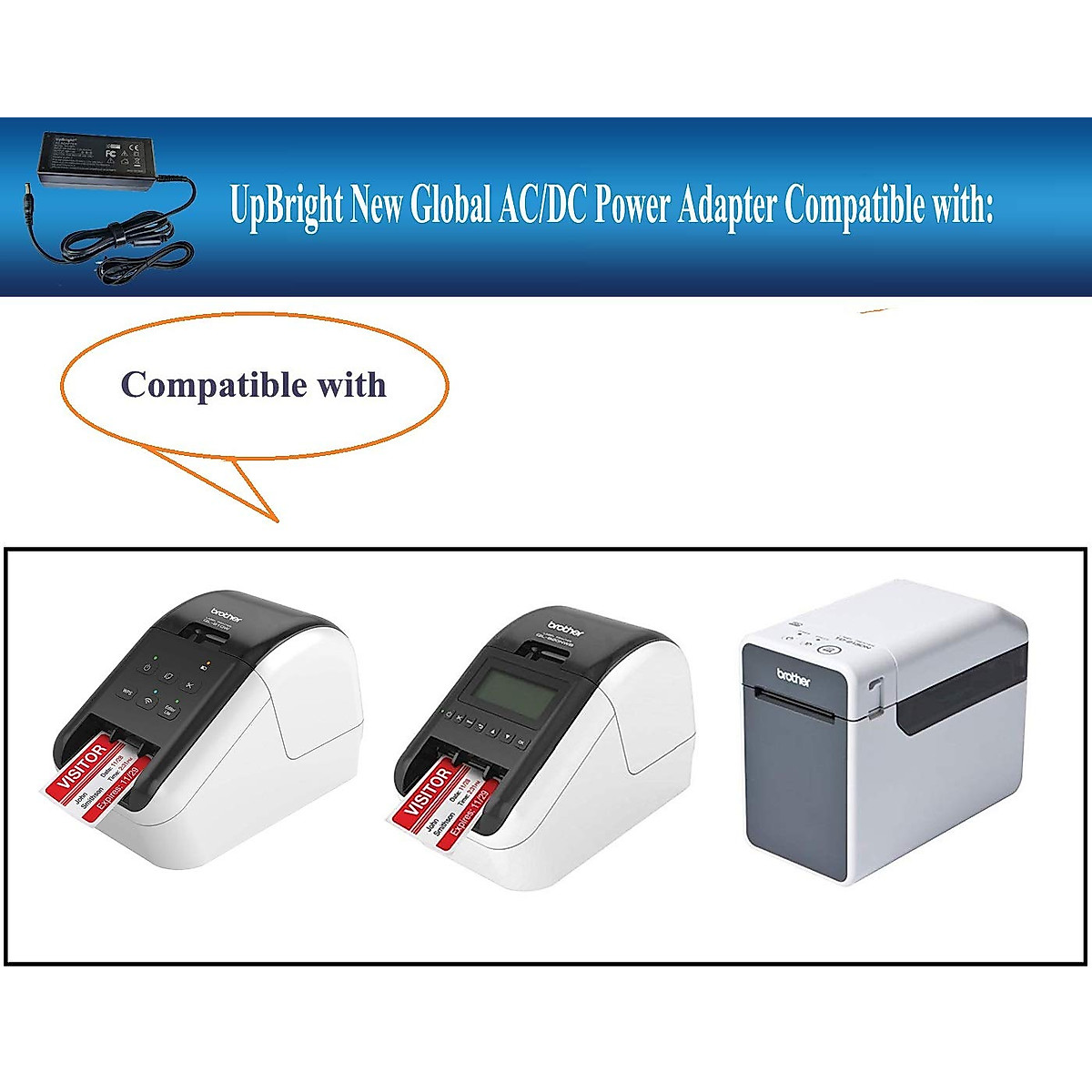 UpBright 25V AC/DC Adapter Compatible with Brother QL-810W QL-810 QL-820NWB QL820 TD-2120 TD-2120N TD-2130N TD-2120NW TD-2020N TD-2020 TD-2130NHC TD-2130NW TD-2130NWL S01776A PA-AD-001A Printer Power