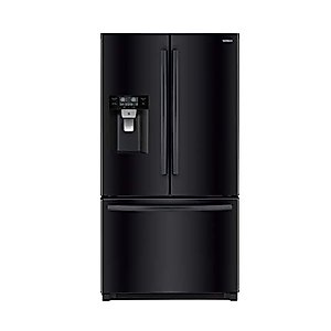 Winia WRFS26DBCE French Door Bottom Mount Refrigerator, 26 Cu Ft, Black