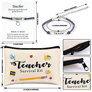 Teacher Appreciation Gifts Set Teacher Gifts for Women Back to School Gifts for Teachers Teacher Wine Tumbler, Makeup Pouch Cosmetic Bag,Bookmarks, Ceramic Pen Holder,Teach Blessing Card Bracelets