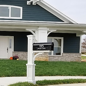 Mayne Newport Plus Mailbox Post with Standard Arm – Weather-Resistant, Durable Classic Design – Easy-to-Install Outdoor Mailbox Post