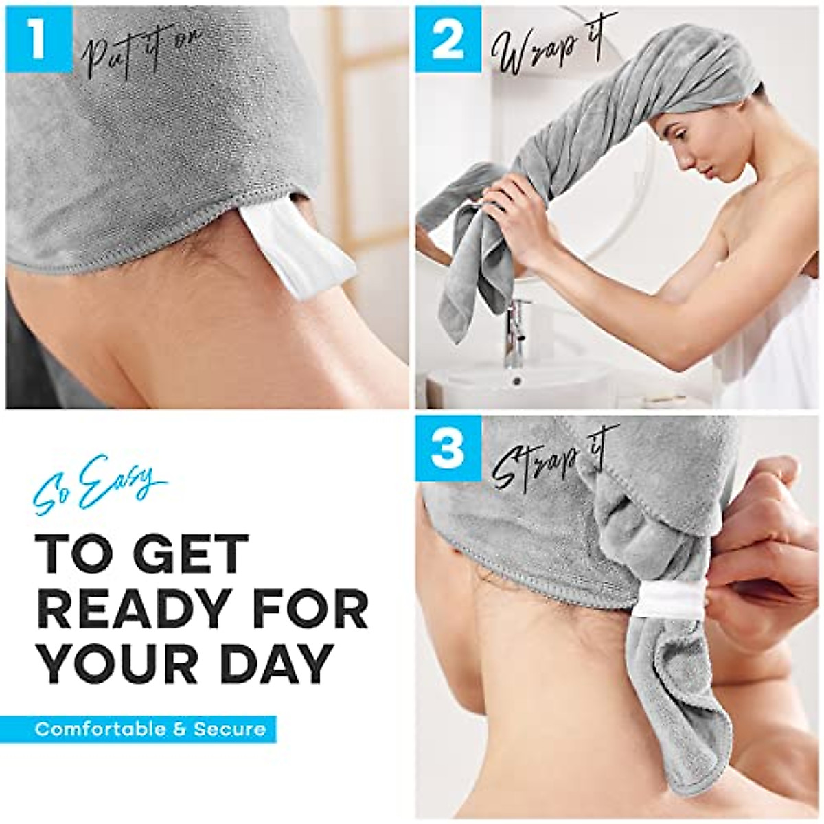 Luxe Beauty Microfiber Hair Towel Wrap – Absorbent Microfiber Hair Towels for Women Long Hair - Hair Drying Towels Microfiber Towel for Hair Wrap for Long Hair -Perfect Curly Hair Towel for Plopping