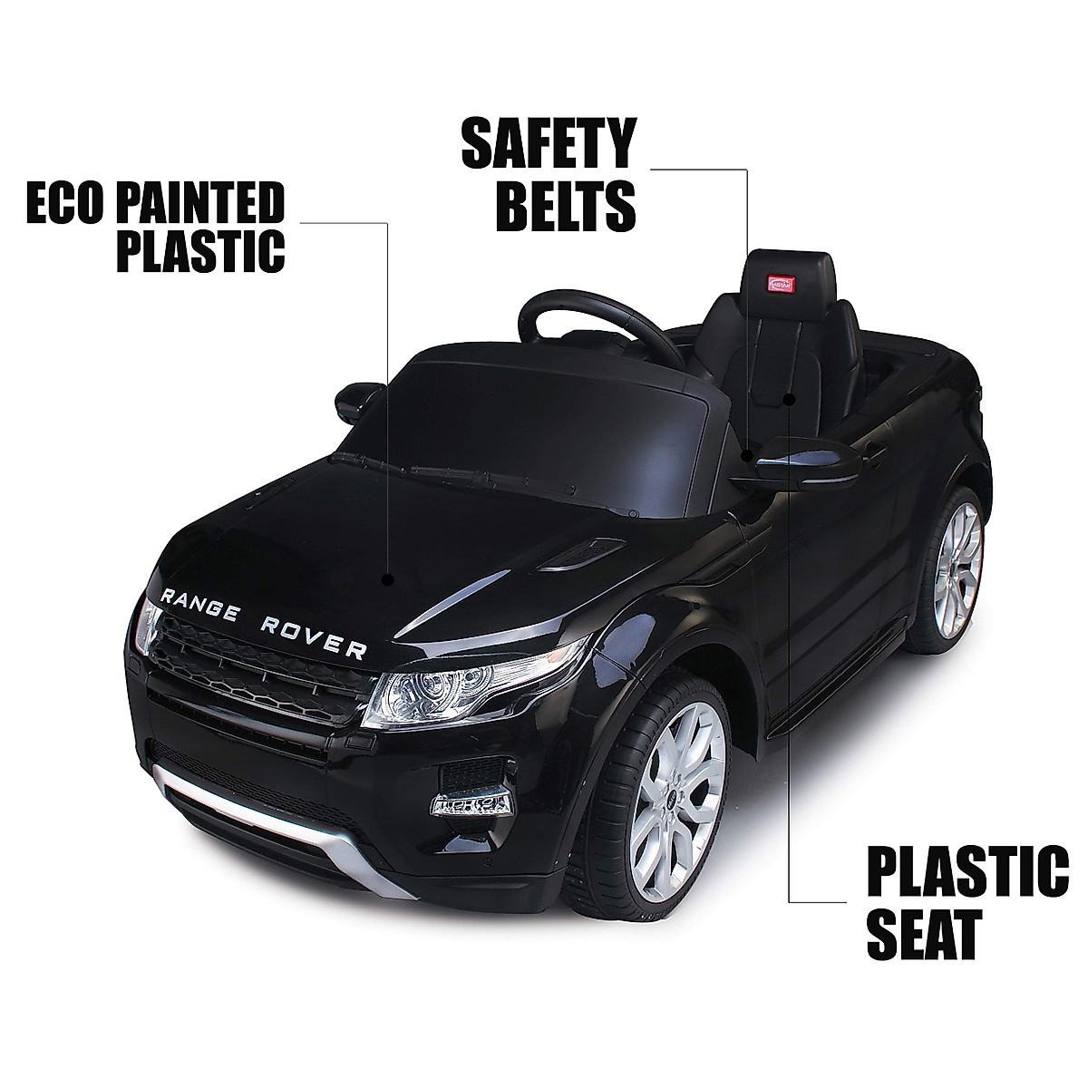 Americas Toys Compatible with Rastar Range Rover 12V Battery Powered Ride On Car with Remote Control - Kids Electric Car Includes Plastic Wheels, Headlight Function, MP3 Music and Horn Black