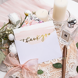 Thank You Cards-48 Bulk Blank Gold Foil&Watercolor Bulk Box Set with Elegant Floral Envelopes &Stickers for Wedding, Baby Shower, Bridal Shower, Business, Anniversary, Funeral -4" x 6"