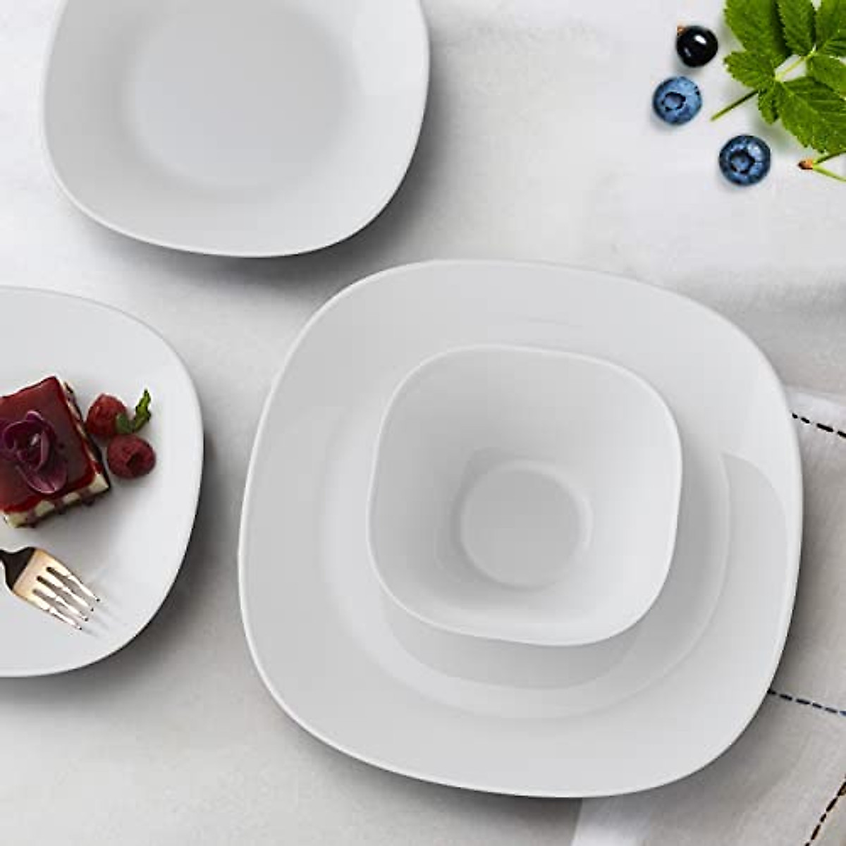 Dinnerware Set, MEKY 18-piece Opal Dishes Sets Service for 6|11" Plates|6" Bowl Sets | Dish Sets-Square
