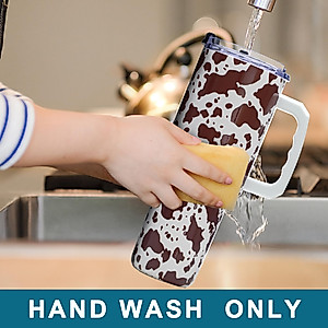 Gome 40 oz Camouflage Cow Print Tumbler with Handle - Insulated Stainless Steel Cow Cup with Lid and Straw - Keeps Drinks Cold and Hot, Birthday Gifts for Women - Hand Wash Only