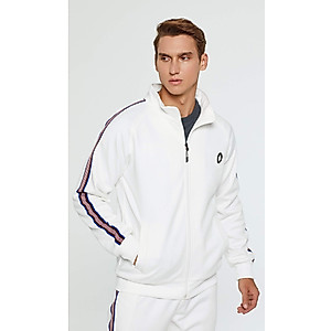 AOTORR Men's Sports Tracksuit Athletic Full Zip Casual Sweat Suits Jogging Gym Sweatsuit White XL