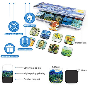 MORCART 30Pack Decorative Magnets Art Fridge Magnets Cute Refrigerator Magnets Glass Magnets for Locker Whiteboard School Office and Kitchen (Vangogh)