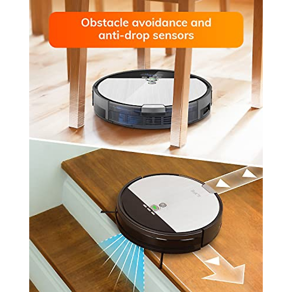 ILIFE V8s Robot Vacuum and Mop Combo, Big 750ml Dustbin, Enhanced Suction Inlet, Zigzag Cleaning Path, LCD Display, Schedule, Self-Charging Robot Vacuum Cleaner, Ideal for Hard Floor and Pet Hair.