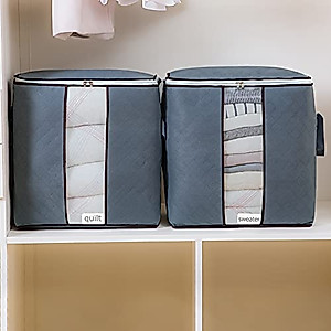 toresper 2Pcs closet organization and storage,Large Capacity toy storage with Reinforced Handles,Foldable Storage Bags with Clear Window for Clothes Pillow Blankets Bedding