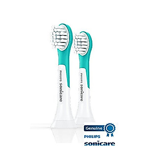 Philips Sonicare for Kids 3+ Genuine Replacement Toothbrush Heads, 2 Brush Heads, Turquoise and White, Compact, HX6032/94