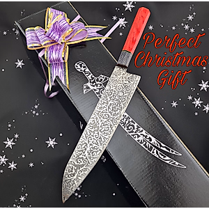 Vetus Japanese Knife Set | 12C27 High Stainless Steel Chef Knife Set | Professional Etched Kitchen Knives Set with Chef Bag/Knife Roll | Chef Knife Bag