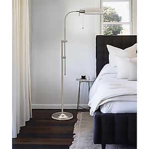 Kira Home Prescott 58" Adjustable Standing Pharmacy Floor Lamp, Brushed Pewter Finish, Includes 6W LED Bulb (60W eq.) Energy Efficient, Eco-Friendly