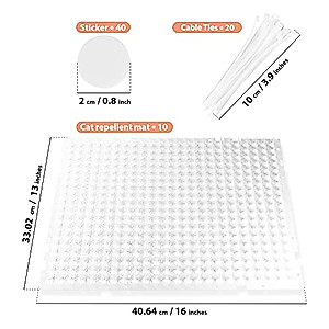 yalanle 10 Pieces Cat Repellent Indoor/Outdoor Mat Pet Deterrent Scat Mats with 20 Cable Ties, 40pcs Tape, Spike Deterrent Training Pet Mat for Pets Supplies ,16 x 13 Inch