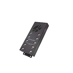 Premium Design USB 2.0 Hub - Multi-Safety Protection 10-Port Powered USB Hub 2.0 with AC Adapter - USB Splitter with Cooling Fan and Mounting Brackets - Aluminum Charging Hub for Multiple Devices