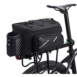 ROCKBROS Bike Rack Bag Bicycle Bag Trunk Rear Rack Bag Bike Panniers Bike Accessories Basket Storage Luggage Saddle Shoulder Bag 13L With Rain Cover