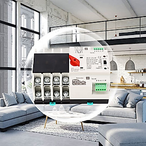 Dual Power Automatic Transfer Switch, NLQ3 125 4P 100A 110V Mini ATS Electrical Selector Switches Din Rail Mounted Dual Power Switch Generator Changeover Switch for Emergency Power