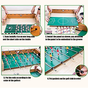 14" Foosball Table, Wooden Soccer Game Tabletop, Mini Indoor Table Soccer Set for Game Rooms, Parties, Family Night
