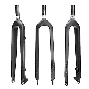 BestParts Toseek MTB Front Fork 1-1/8" Full Carbon Fiber Rigid Disc Brake 3K T800, Threadless Straight Tube Superlight Mountain Bike Forks 28.6mm, 29"
