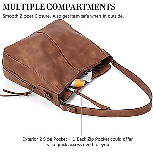 BOSTANTEN Purses for Women Designer Leather Handbags Hobo Bags Ladies Shoulder Crossbody Bags with Tassel Brown